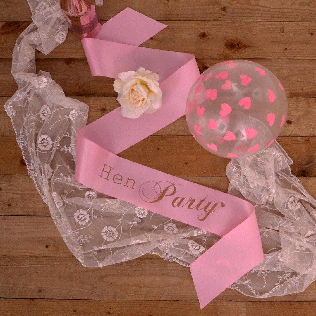 Hen Party Sash - Vintage Style Hen Party Sash - Pink and Gold Hen Party ...