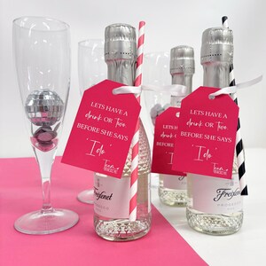 PINK TEAM BRIDE Bottle Tags X10pk With Ribbon - Pink Hen Party, Gift ...