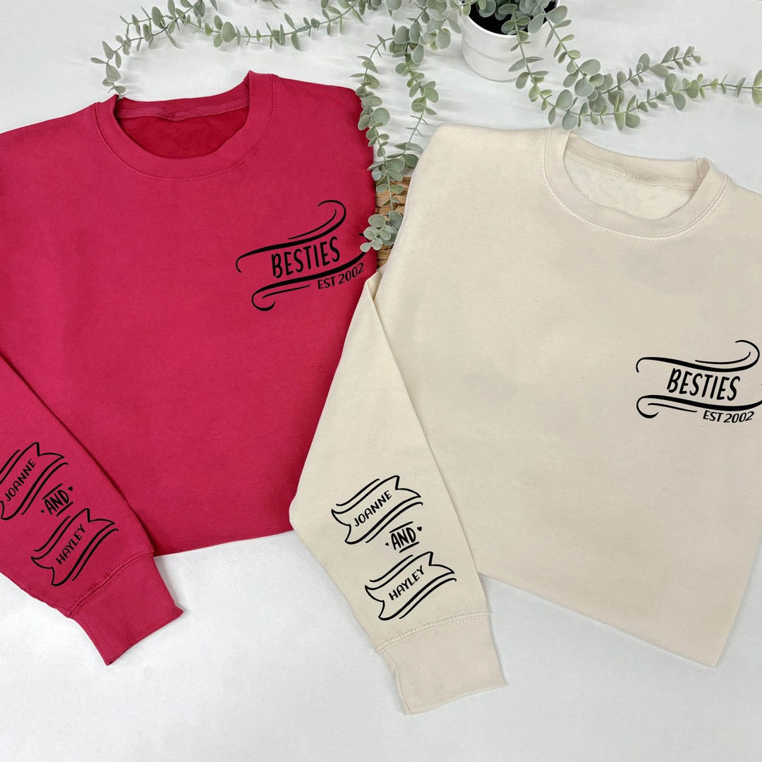 MATCHING BESTIES SWEATSHIRTS With Names | Best Friends Jumper, Besties ...