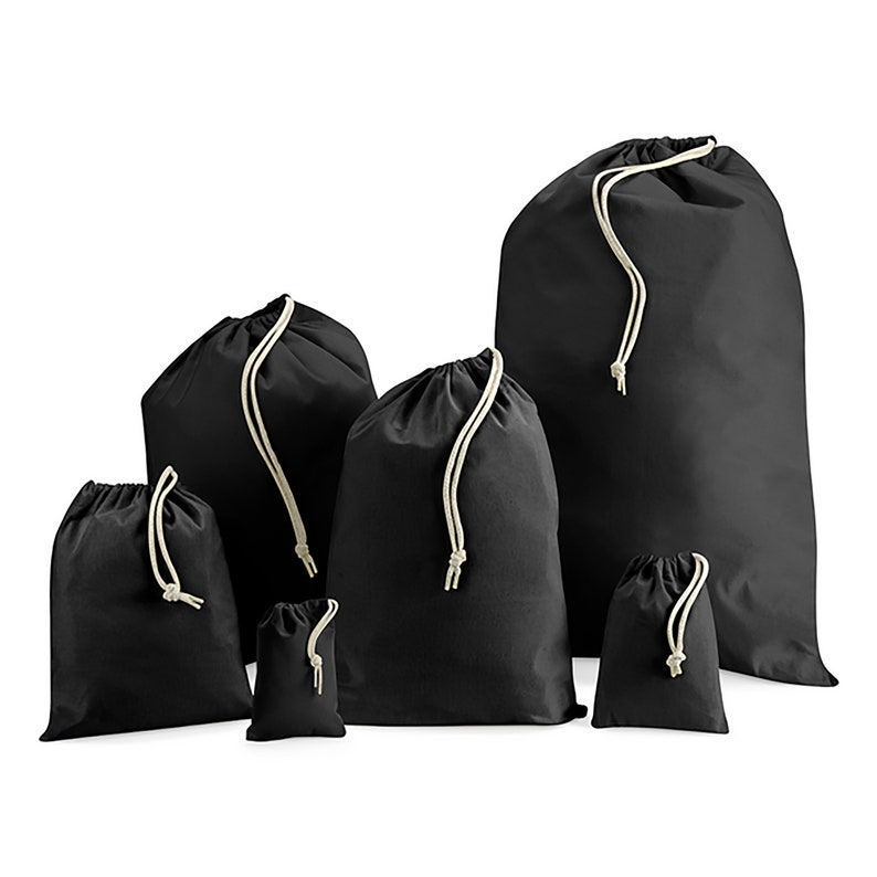 Reusable Black Cotton Drawstring Storage Bag - 6 Sizes 100% Cotton ...