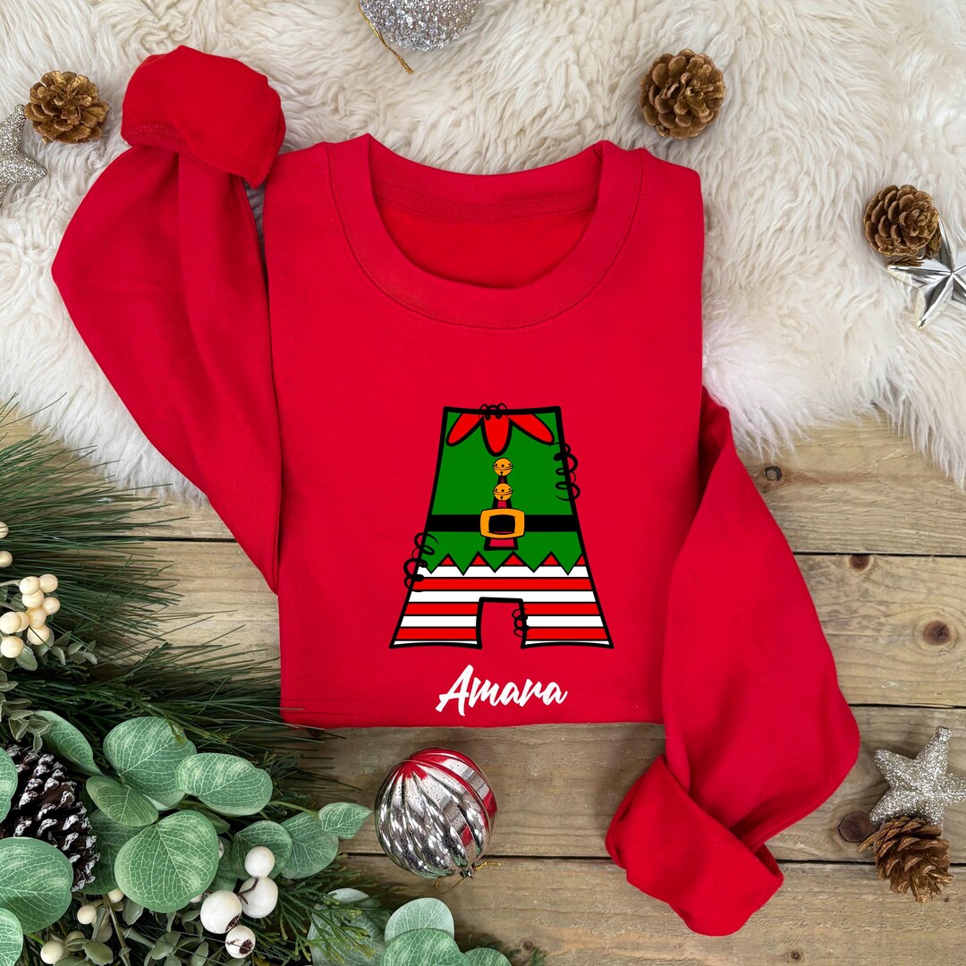 Personalised Alphabet ELF Family Christmas Jumper | Xmas Sweatshirt ...
