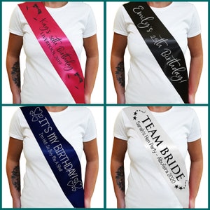 PERSONALISED SASH - Personalised Hen Night Sash / Personalised Birthday ...