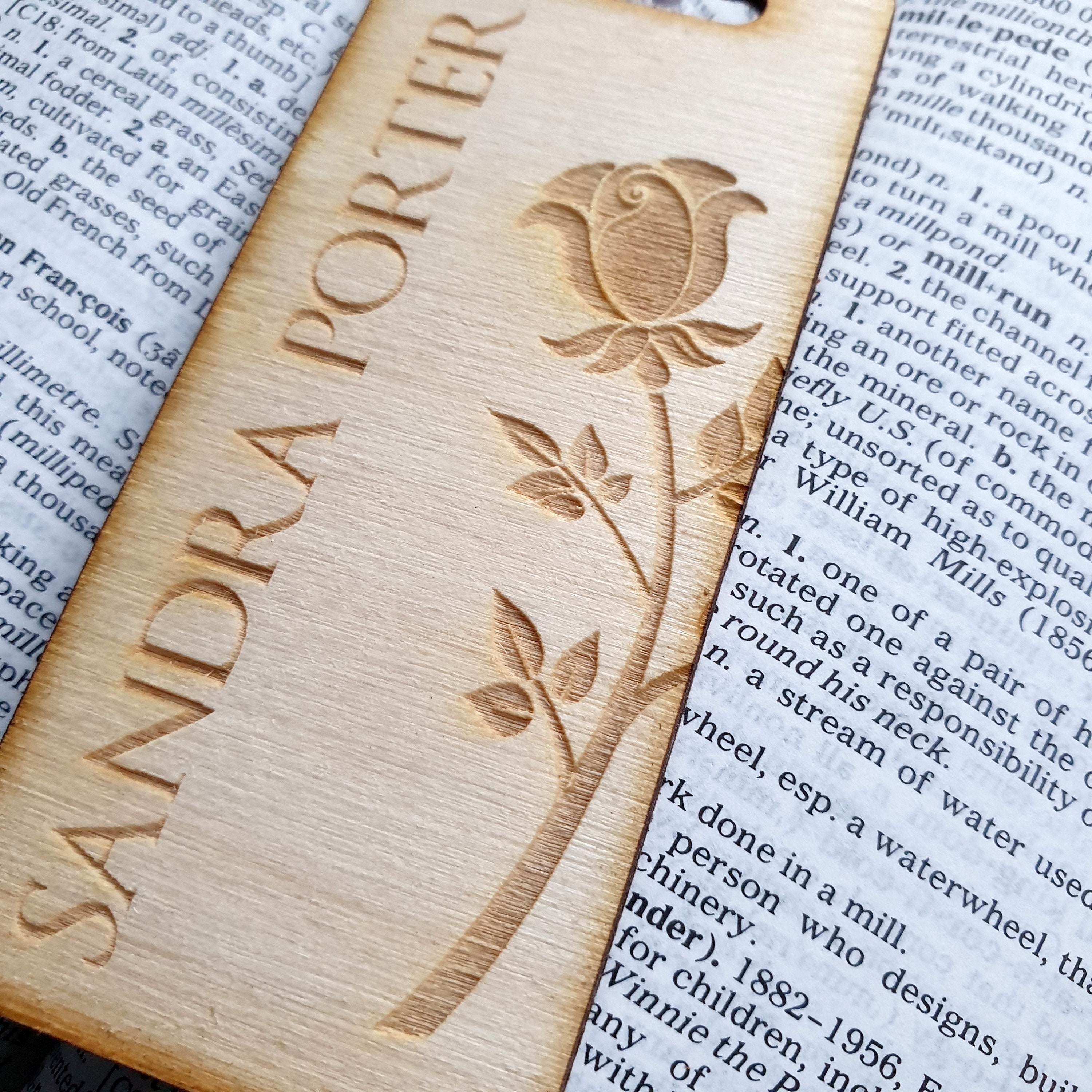 PERSONALISED WOODEN BOOKMARK | Rose Lovers Gift | Gardeners Gift ...