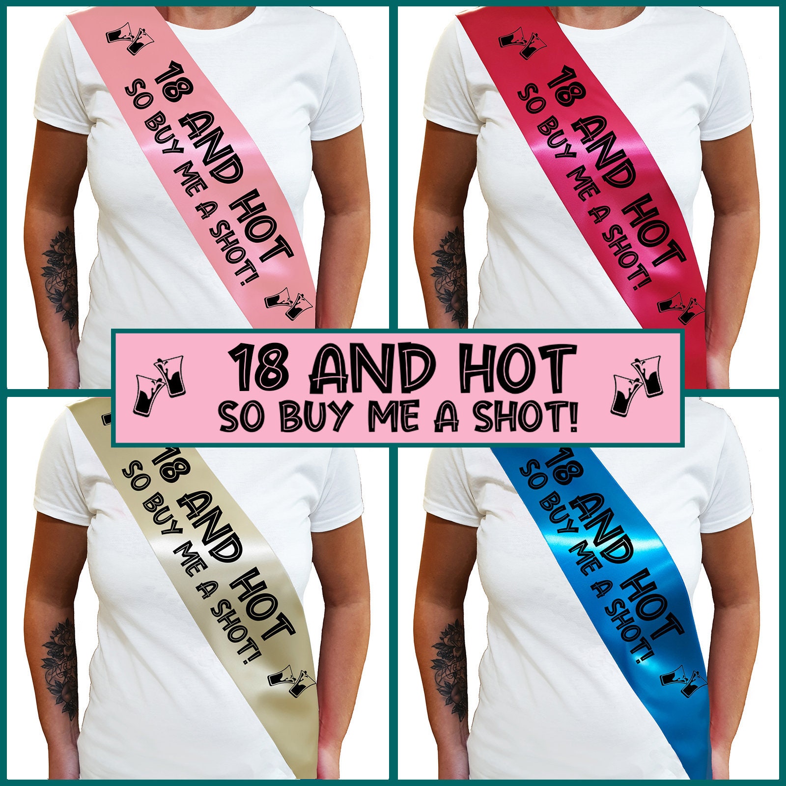 18th BIRTHDAY SASH | 18 and Hot so Buy Me a Shot Sash | Eighteenth ...