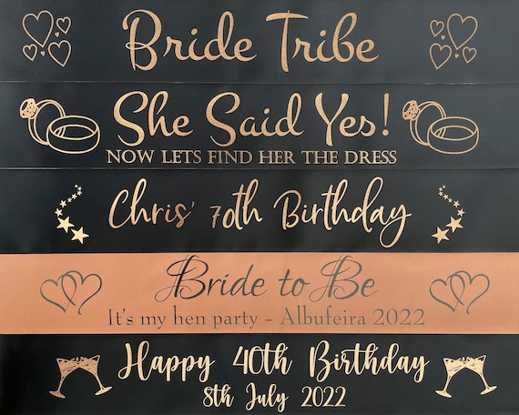 Personalised Black and Rose Gold Sash ROSE GOLD SASH Rose - Etsy