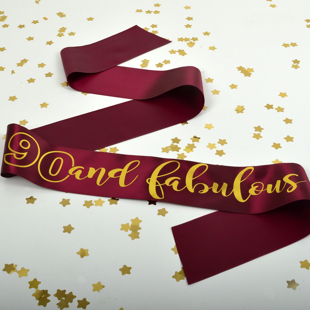 90th BIRTHDAY SASH | 90 and Fabulous | Ninetieth Birthday Gift ...