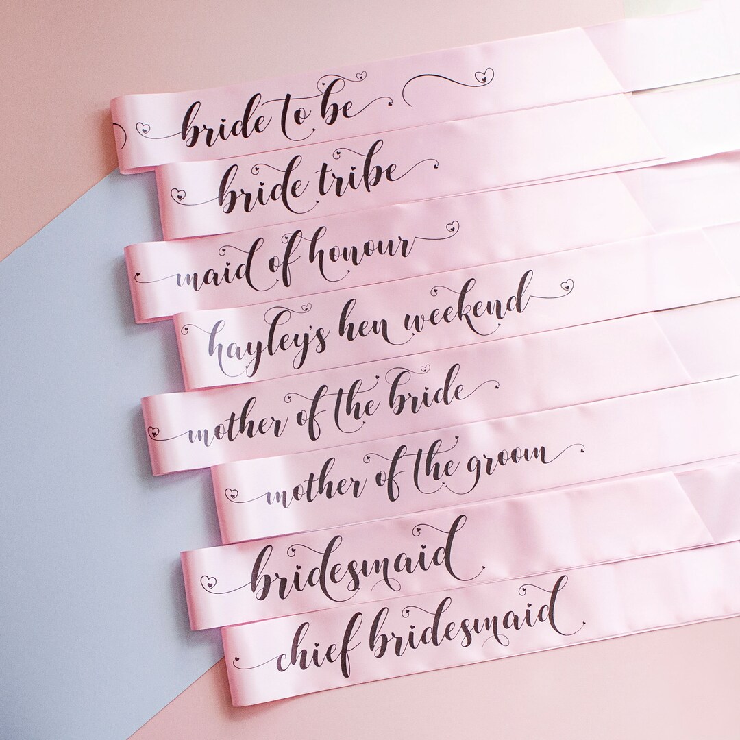 Pastel Pink BRIDE TRIBE Hen Party Sashes | Pastel Coloured Sashes ...