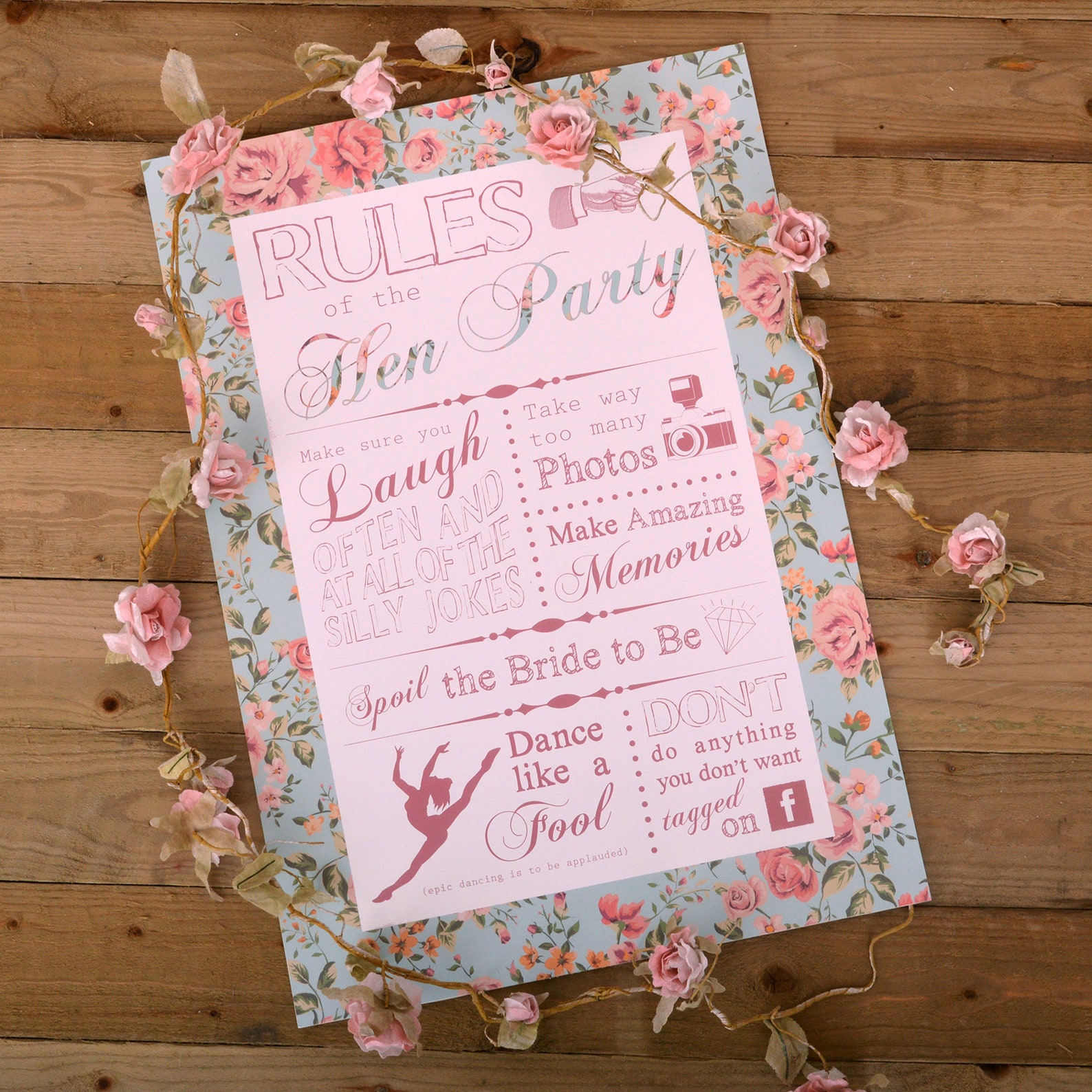 Hen Party Rules Poster - A2 Poster - Hen Party Decor | Bunting | Banner ...
