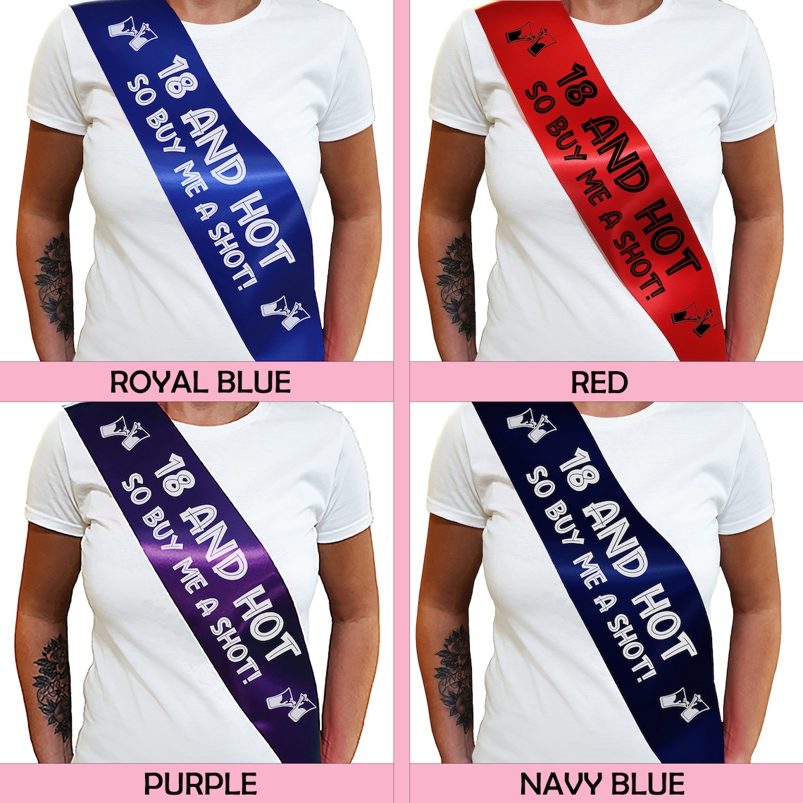 18th BIRTHDAY SASH | 18 and Hot so Buy Me a Shot Sash | Eighteenth ...