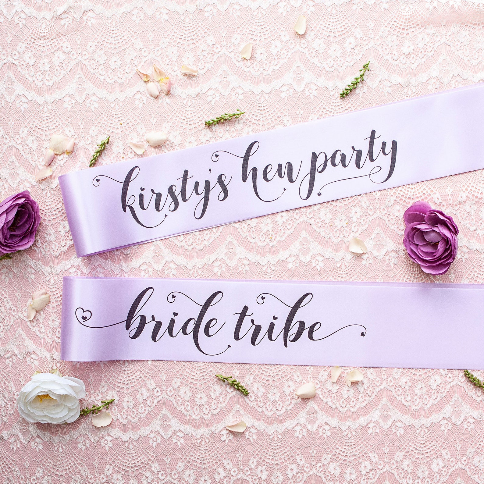 Pastel Bride Tribe Hen Party Sashes Lilac Pink Grey | Etsy