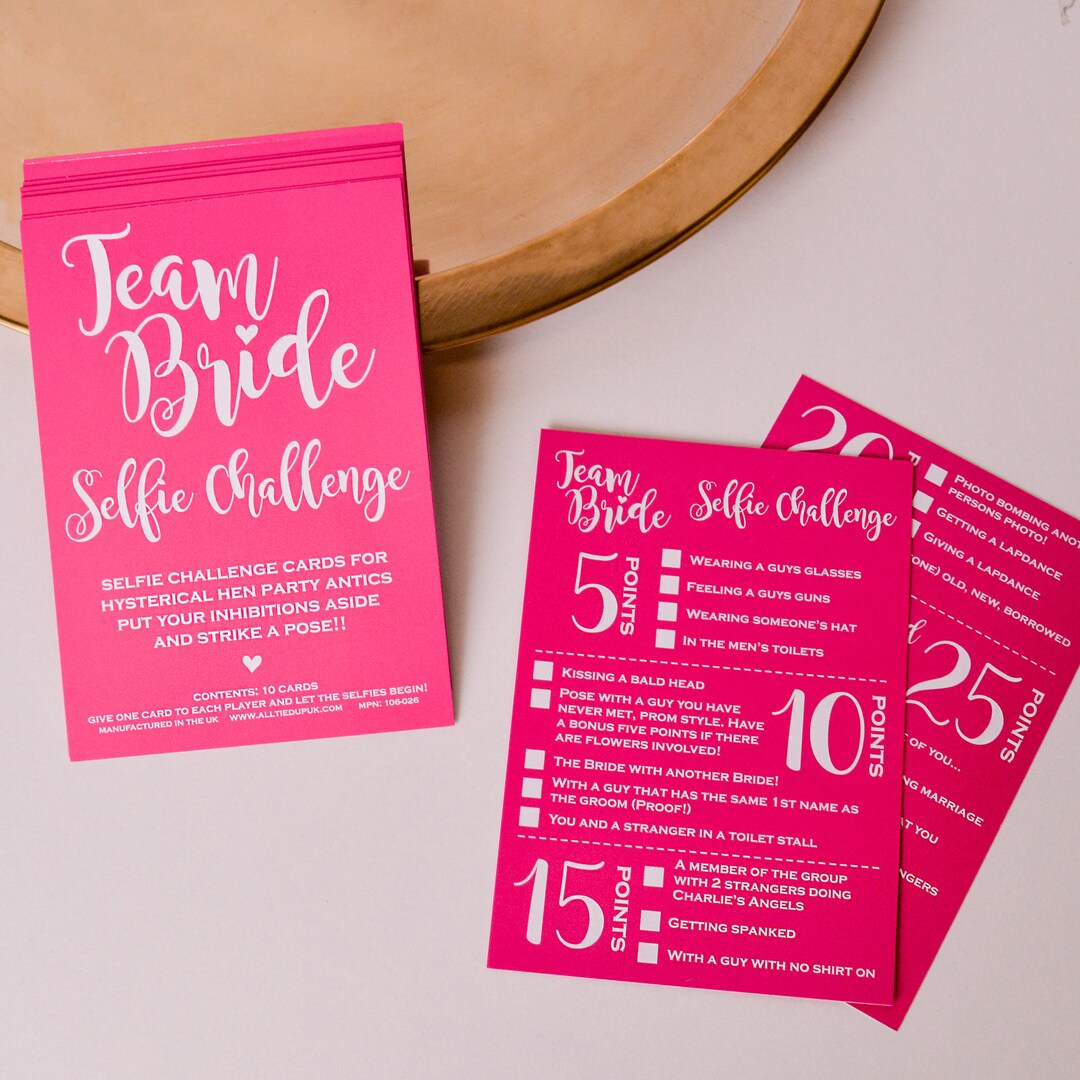 10 X Pink Hen Party Selfie Challenge Cards - Hen Night Games - Hen ...