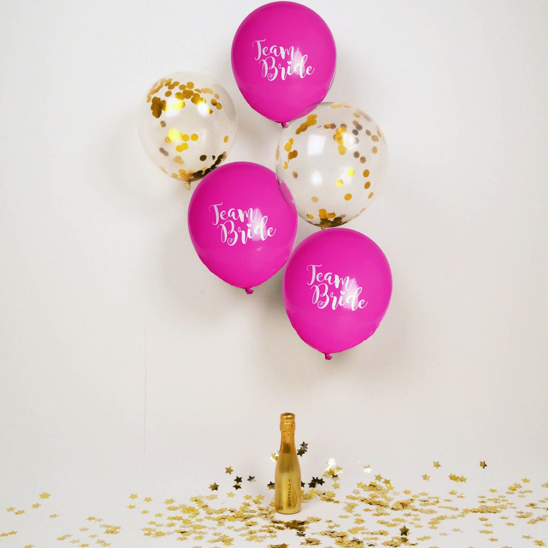 Team Bride Hen Party Balloons - Hen Night Balloons - Blapink and Gold ...
