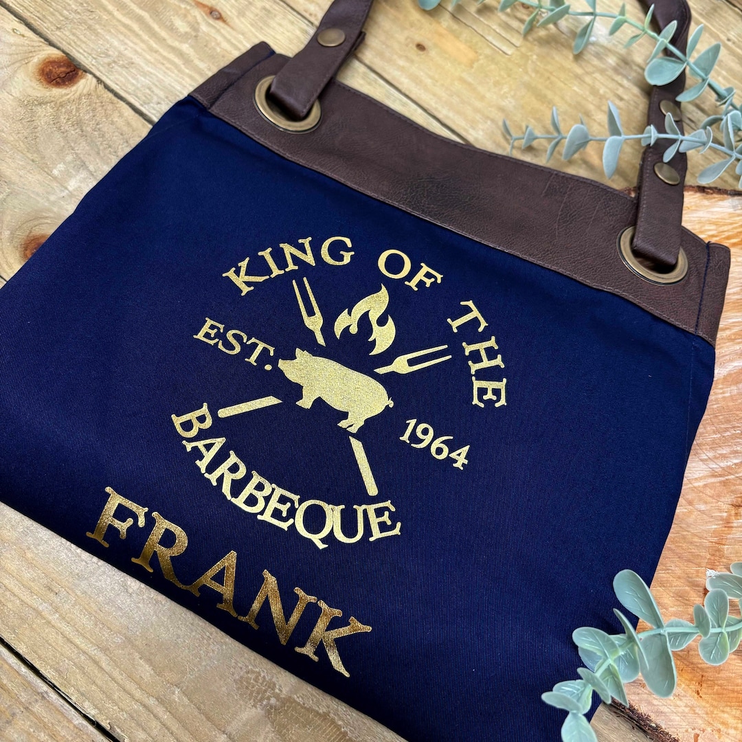 PERSONALISED BBQ APRON - Barbeque Apron, Faux Leather Butchers Style ...
