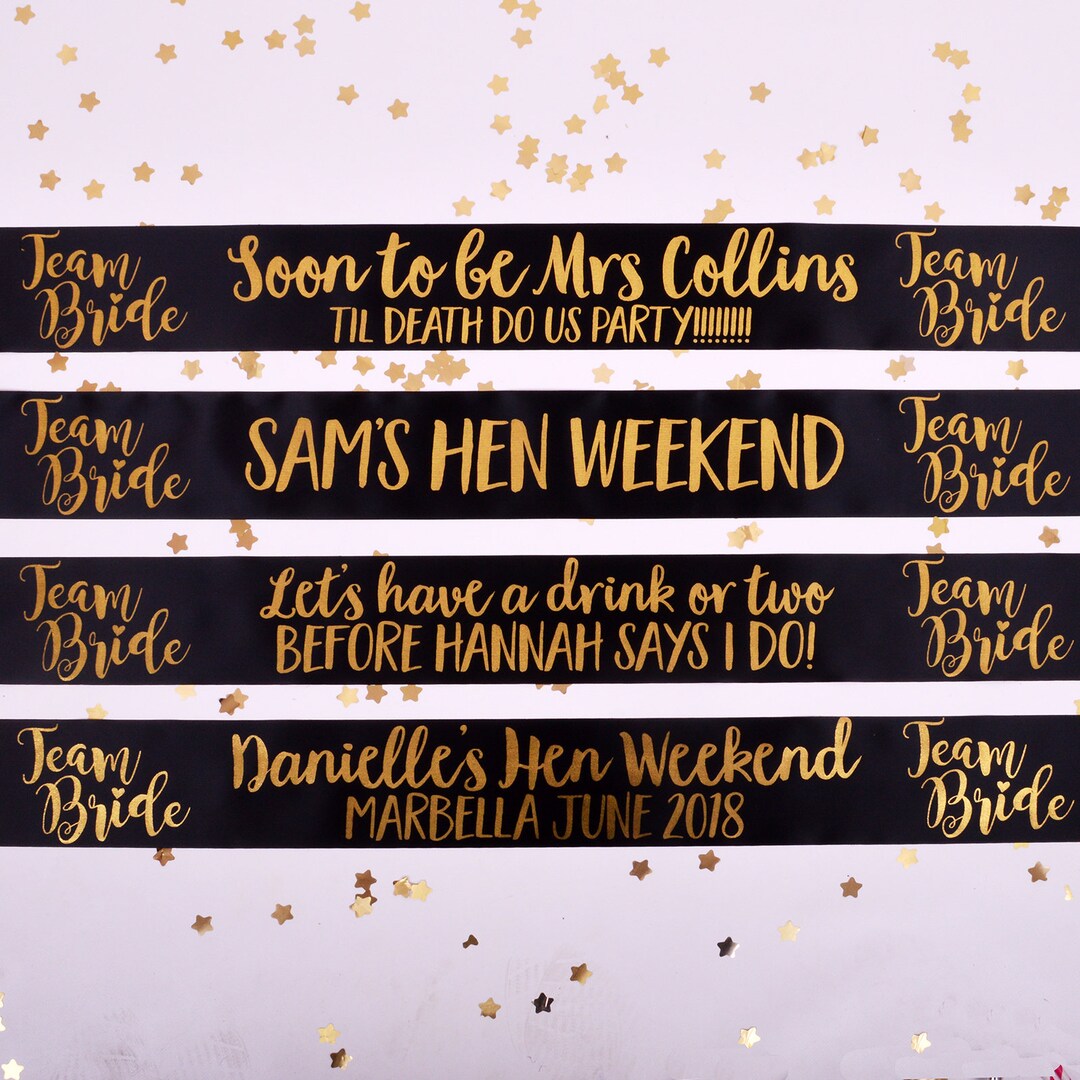Team Bride HEN PARTY BANNER | Black & Gold Personalised Banner ...