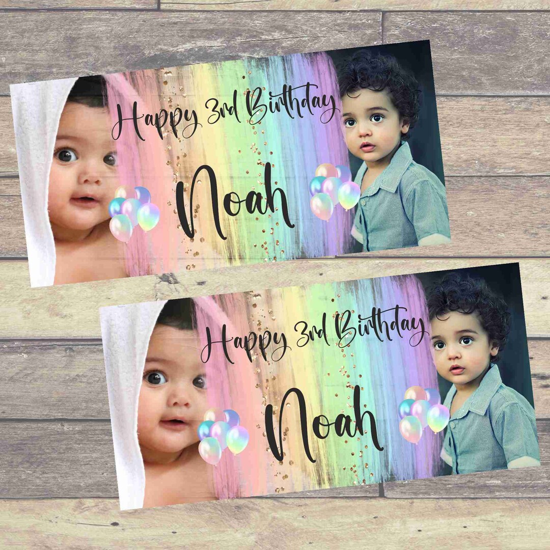 2 X RAINBOW BIRTHDAY BANNERS | Pastel Rainbow Personalised Birthday ...