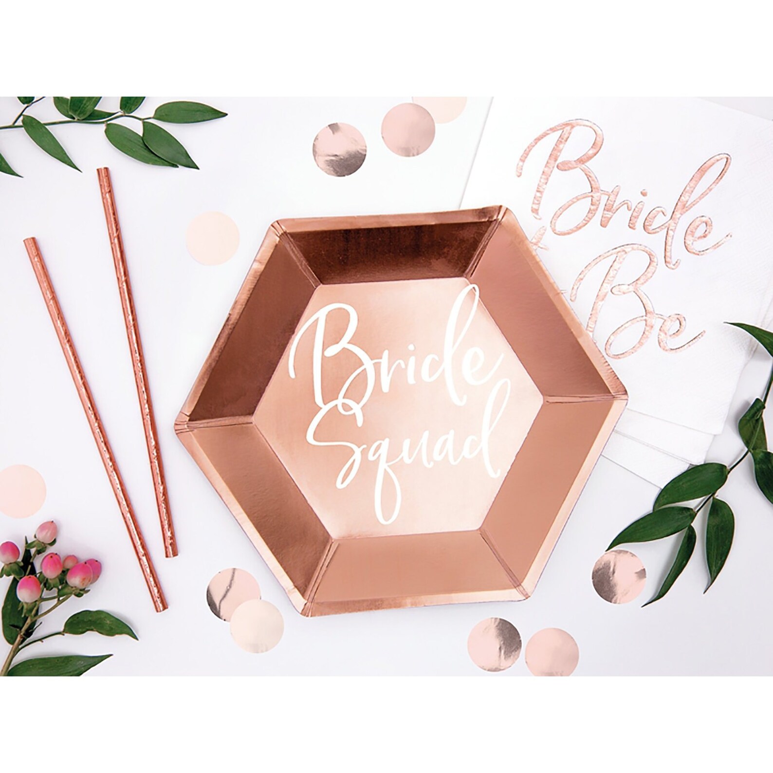 6 X Bride Squad HEN PARTY PLATES Hen Night Accessories | Rose Gold ...