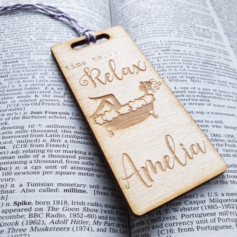 PERSONALISED WOODEN BOOKMARK | Bathtime Pampering Gift | Reading Gift ...