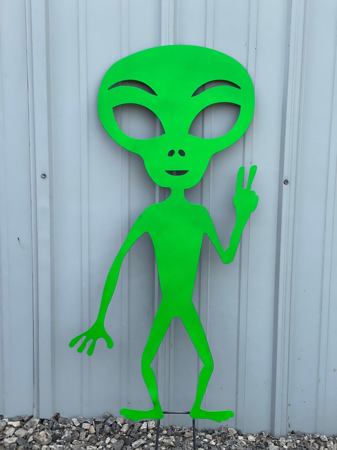 2ft. Metal Alien With Peace Sign or Flipping the Bird Garden Decor ...