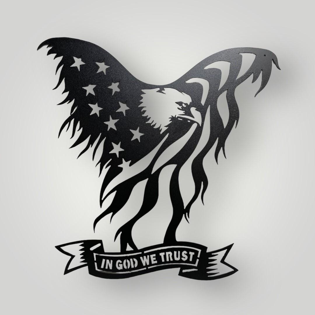 American Flag, Eagle, "in God We Trust" United States Metal Art Wall ...