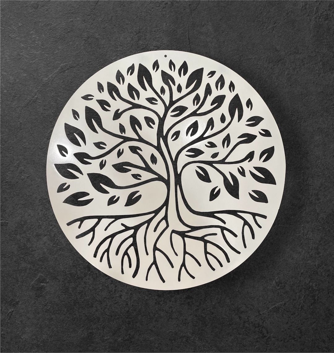 30" New Tree of Life - Solid Circle With Tree Fallen-out Metal Art Wall ...