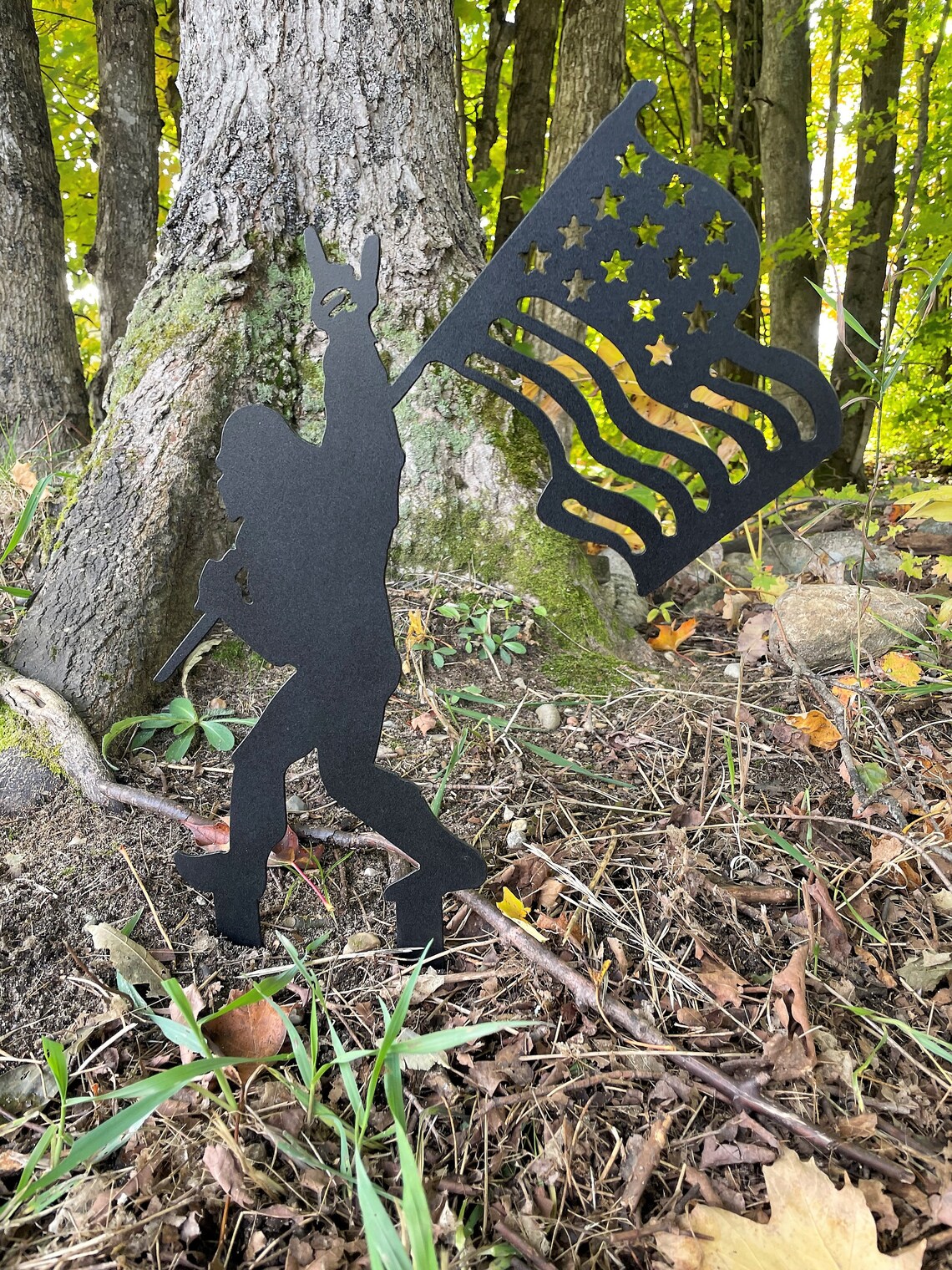 Metal Bigfoot Garden Stake: Rock and Roll, American Flag - Yard Art - Etsy