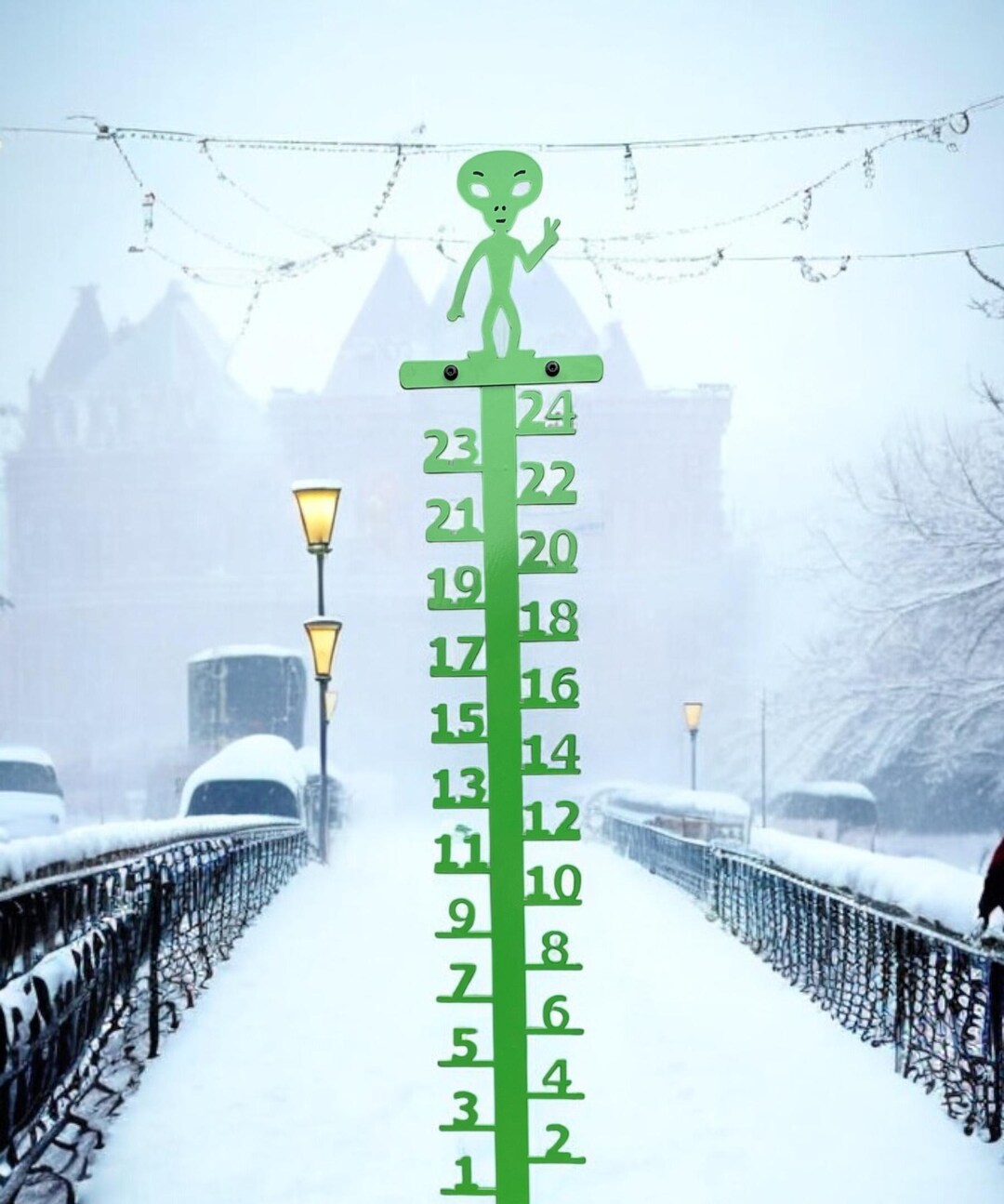 Sci-fi Alien Snow Gauge: 24" Powder Coated Steel - Etsy