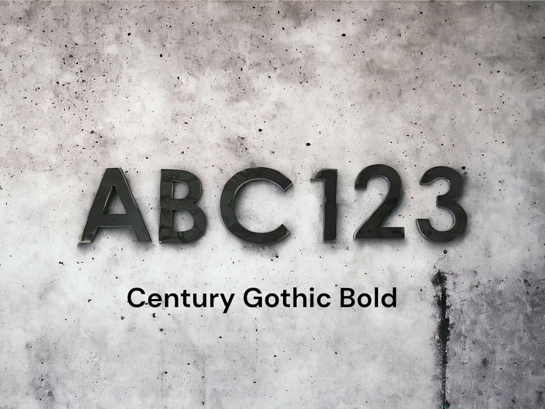 1/8 Thick Individual Metal Letters and Numbers Century Gothic Bold ...