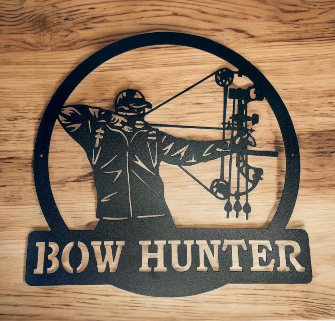 Bow Hunter Metal Wall Art, Wall Decor, Powder Coated Paint, Made in the ...
