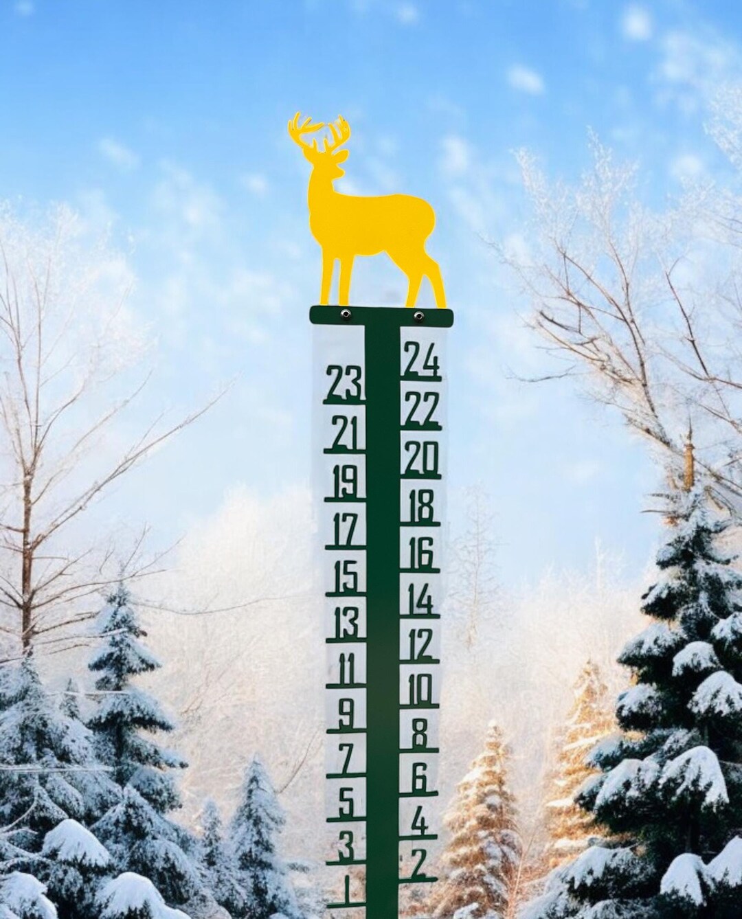 24" Buck Top Metal Snow Measuring Stick, Two-tone, Strong Measuring ...
