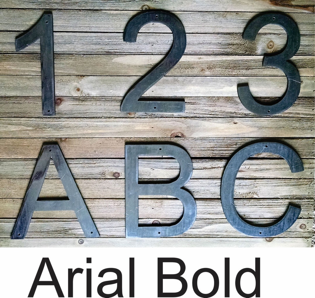 Arial Bold Metal Letters and Numbers: Powder Coated, With Mounting ...
