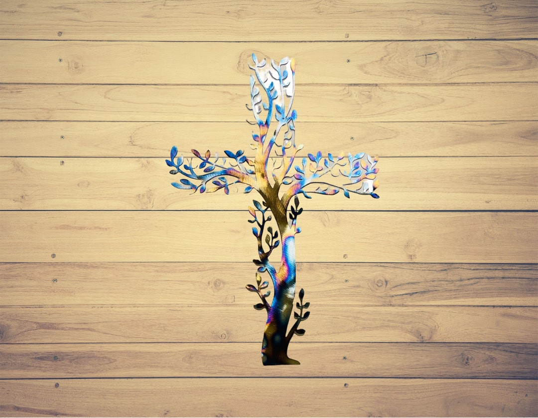 The Living Cross of Branches cross of Life Metal Art Wall Décor, 3 ...