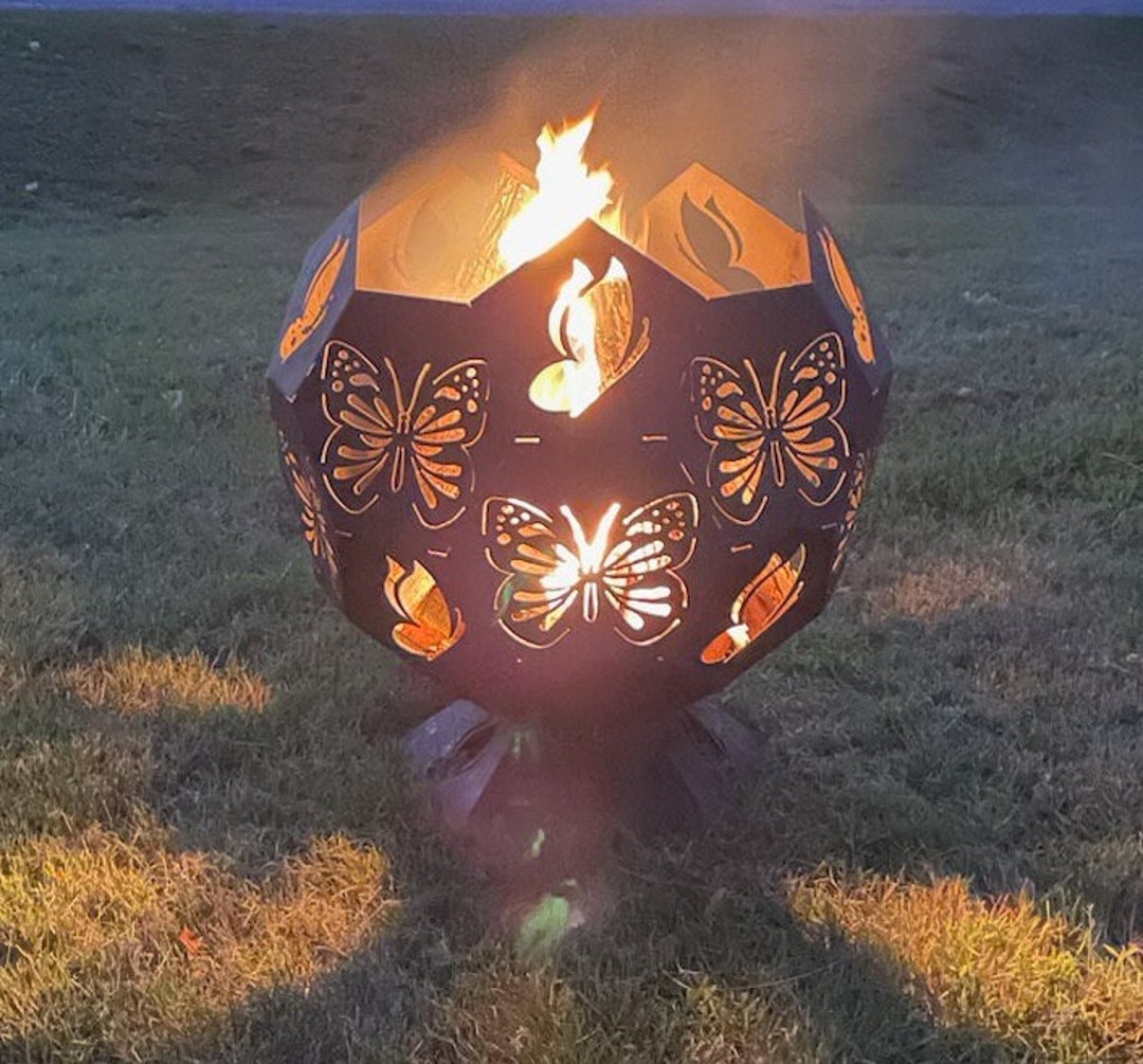 24 Butterfly Metal Fire Pit Sphere/Globe Camp Fire Larger Sizes ...