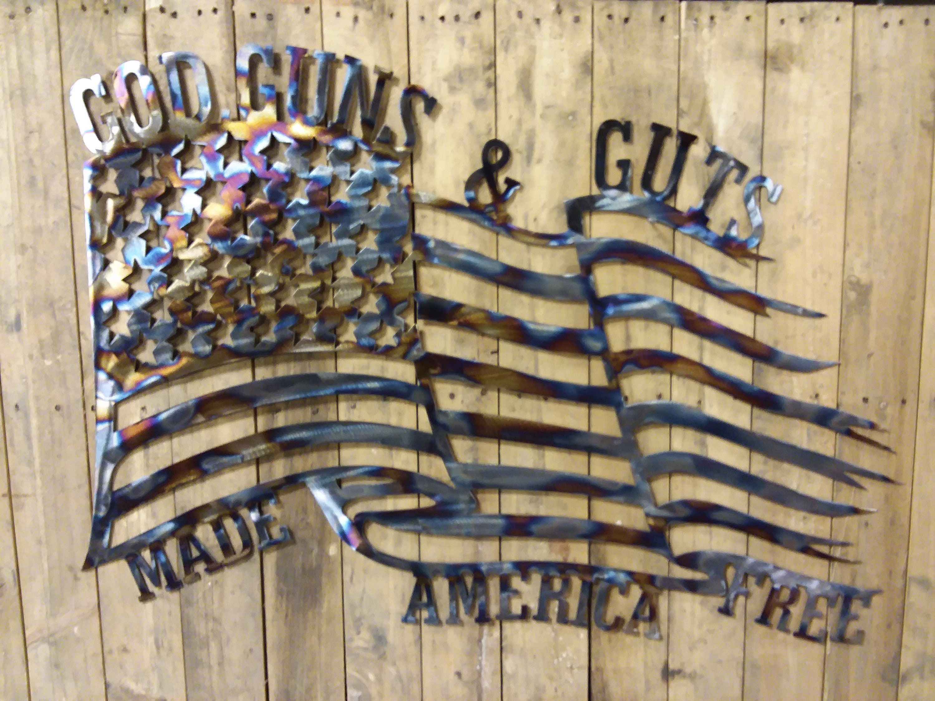 God Guns & Guts Made America Free American Flag Metal Art - Etsy Sweden