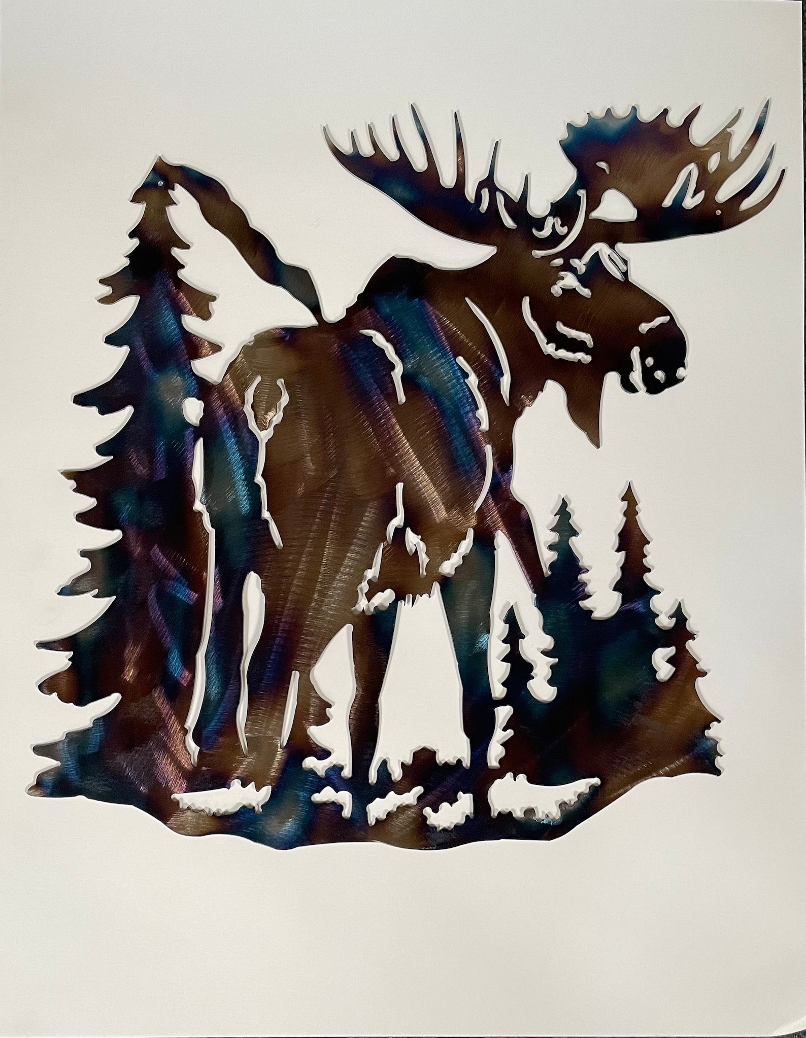 Metal Moose Wall Art Decor Multiple Finishes Powder Coat Paint Made in ...