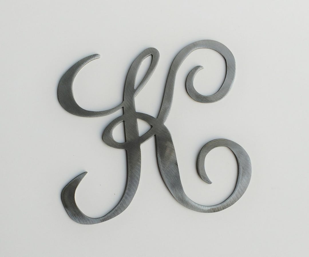Elegant Cursive Metal Letter Wall Art: Personalized Plasma-cut Home ...