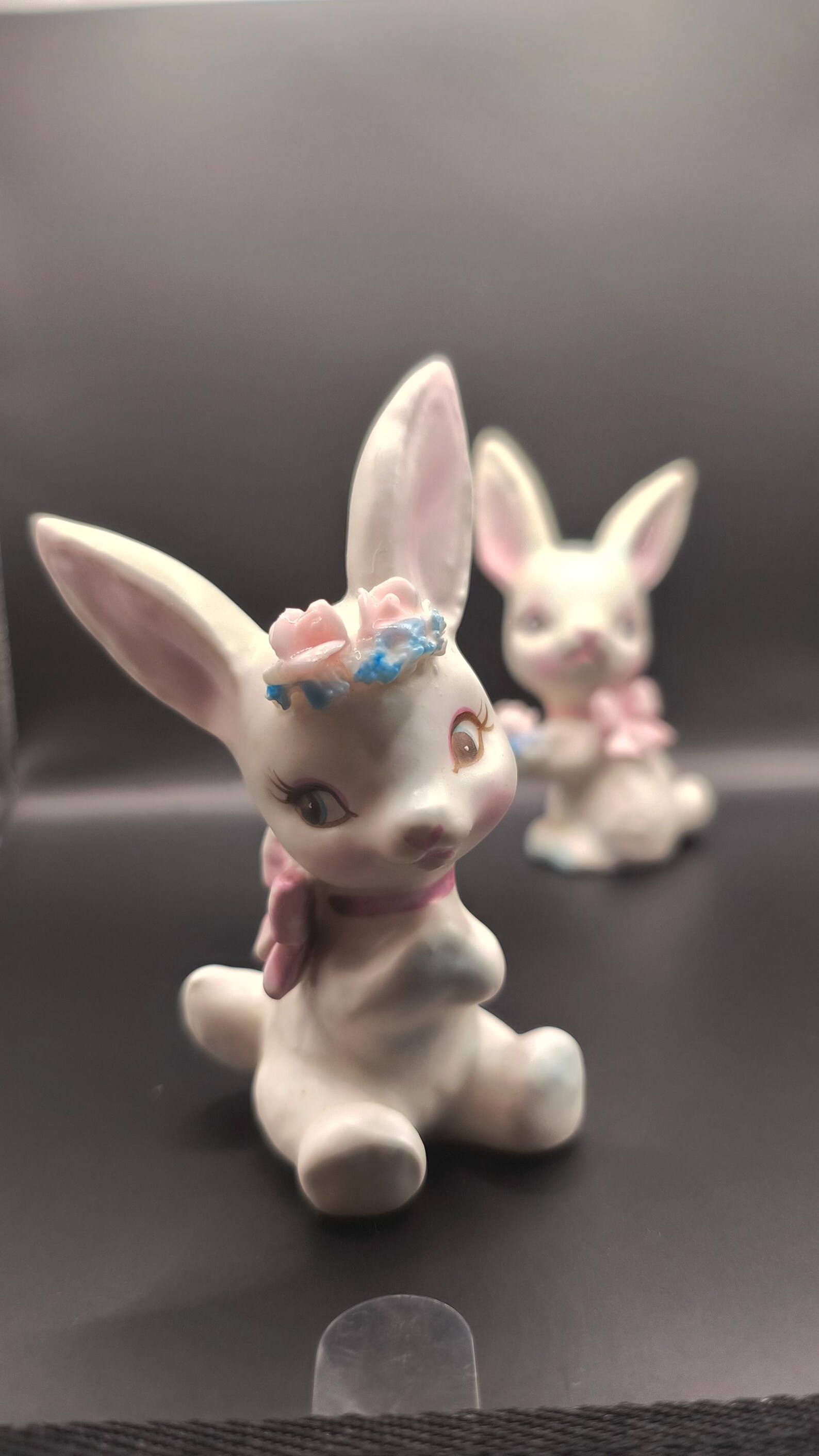 2 Lefton Porcelain Bunny Rabbits With Flowers Beautiful Boy and Girl ...