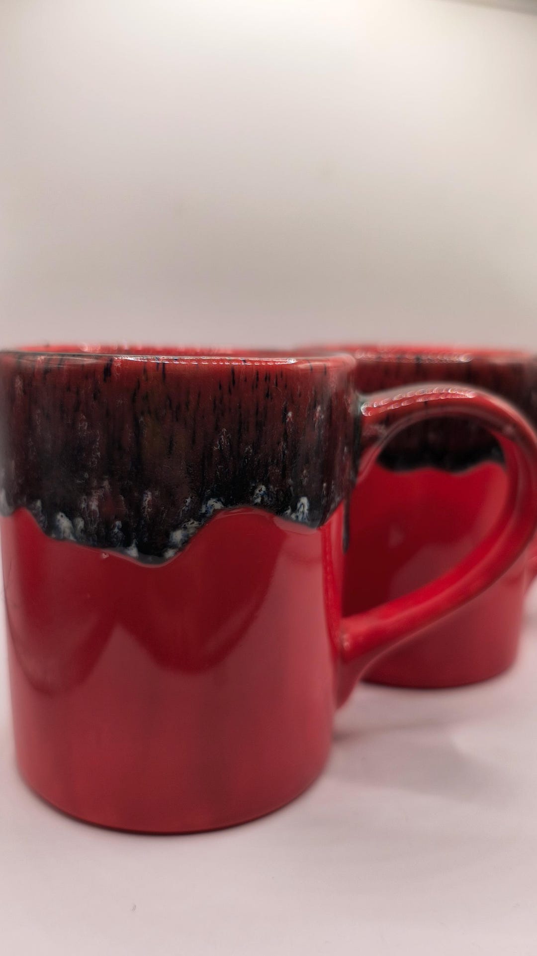 Two Red Handmade Glazed Mugs Signed - Etsy