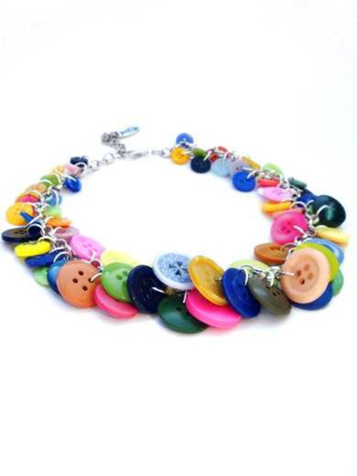 Necklace With Buttons and Silver-colored Chain Link. Handmade Collar ...