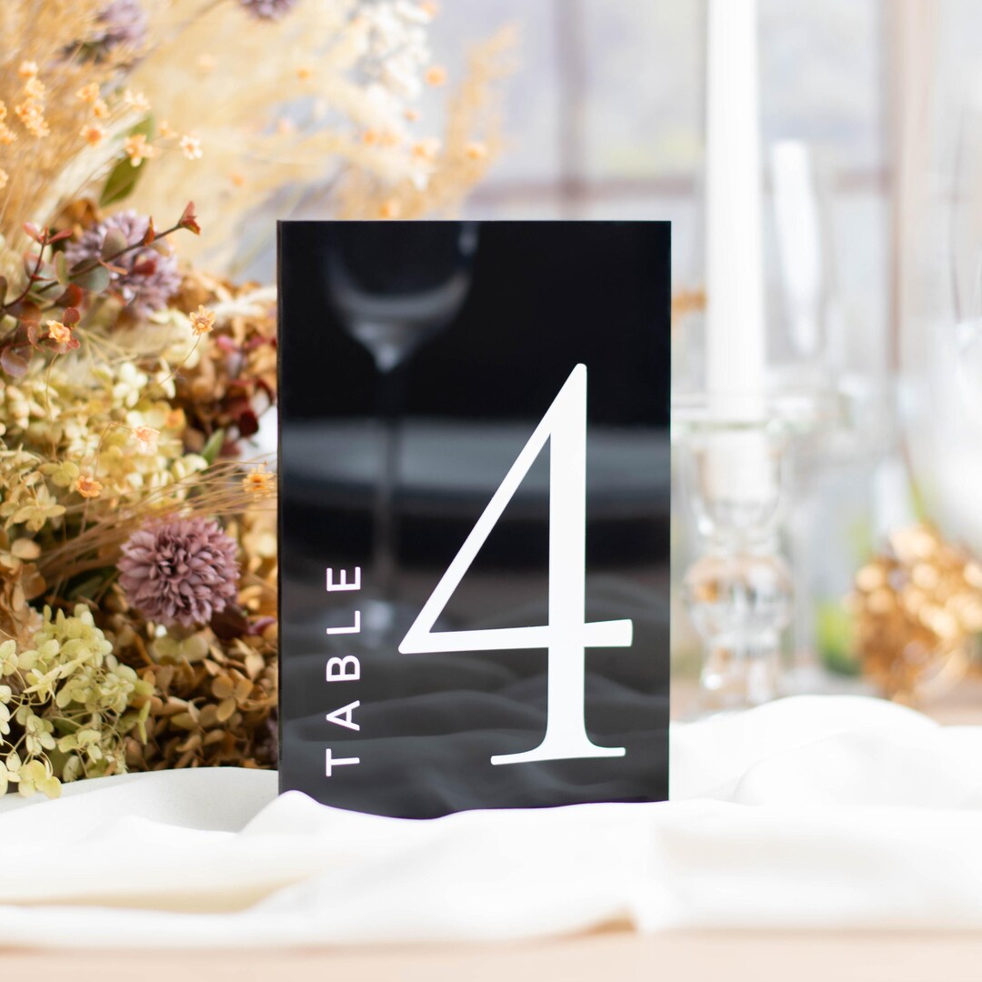 Shiny Black Table Numbers - Elegant Table Numbers - Modern Acrylic ...