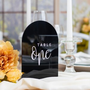 Shiny Black Table Numbers - Arched Table Numbers - Modern Acrylic Table ...
