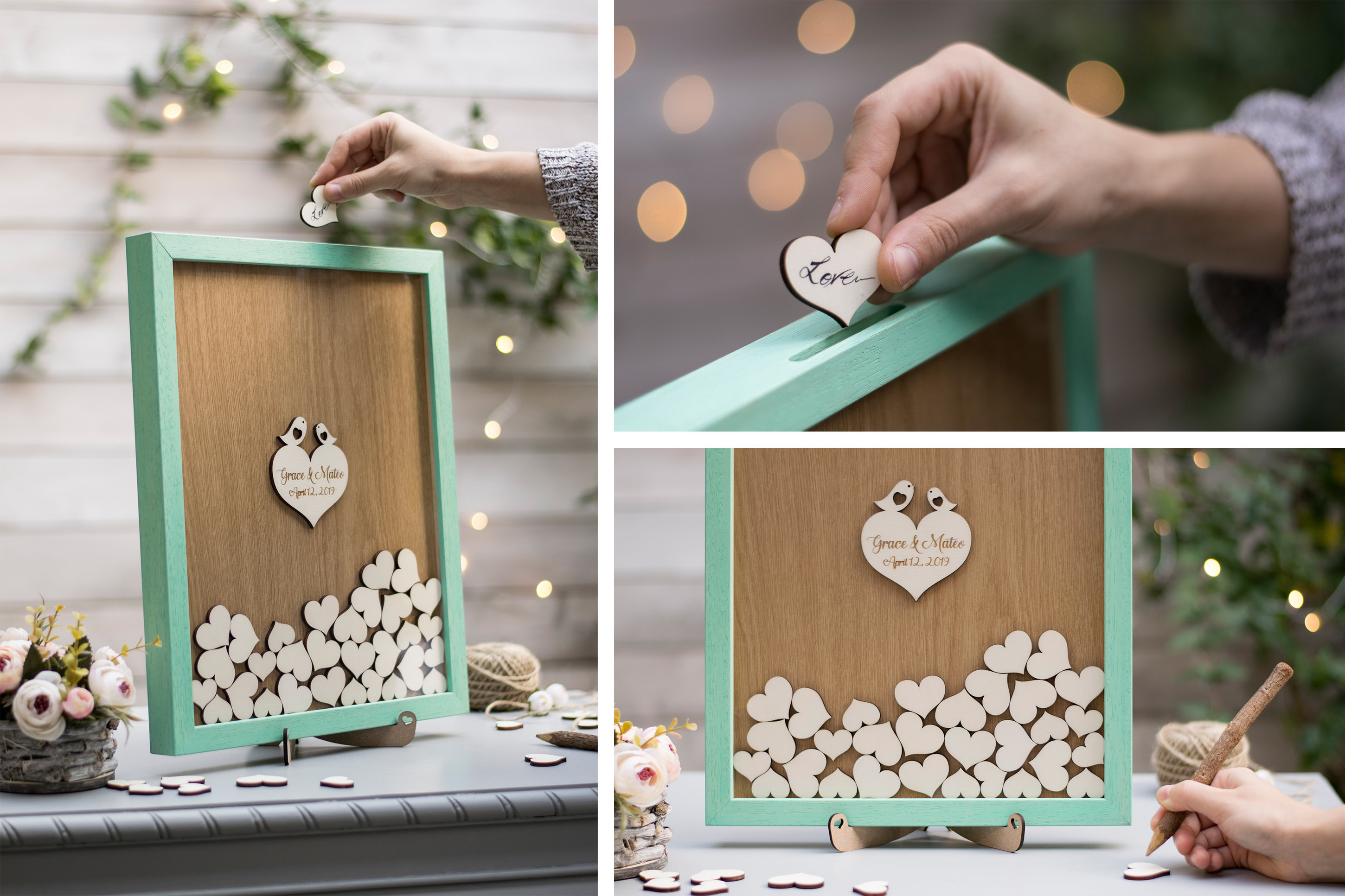 Wedding drop box Wedding guest book frame 3D Guest book | Etsy