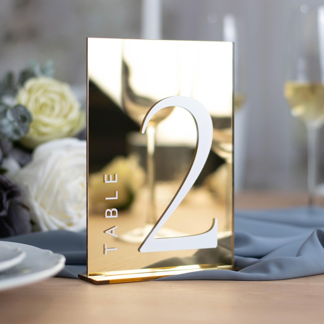 Gold Mirror Table Numbers - Table Numbers - Modern Acrylic Table ...