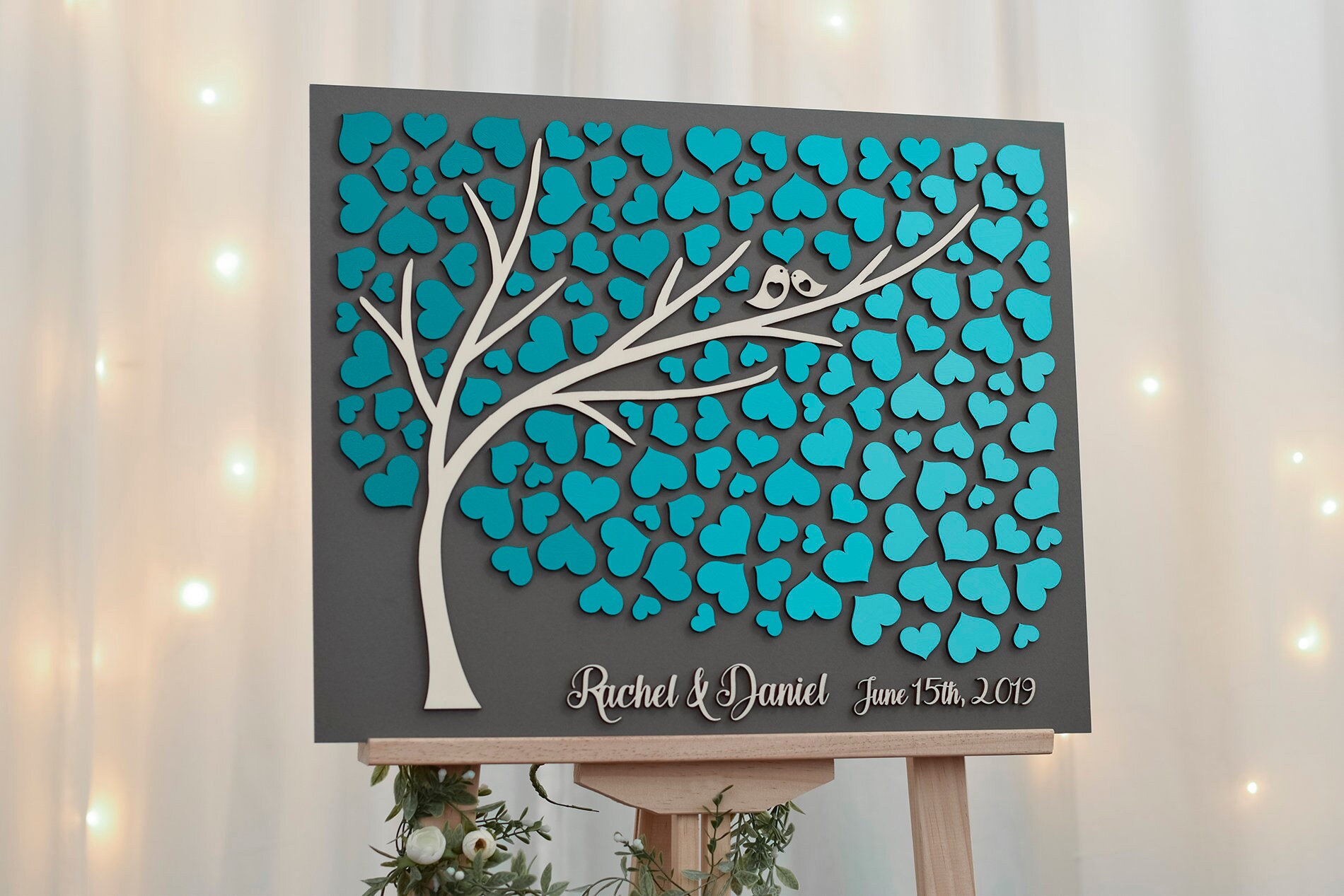 Custom Guest Book Modern Guest Book Turquoise Guestbook 3D | Etsy