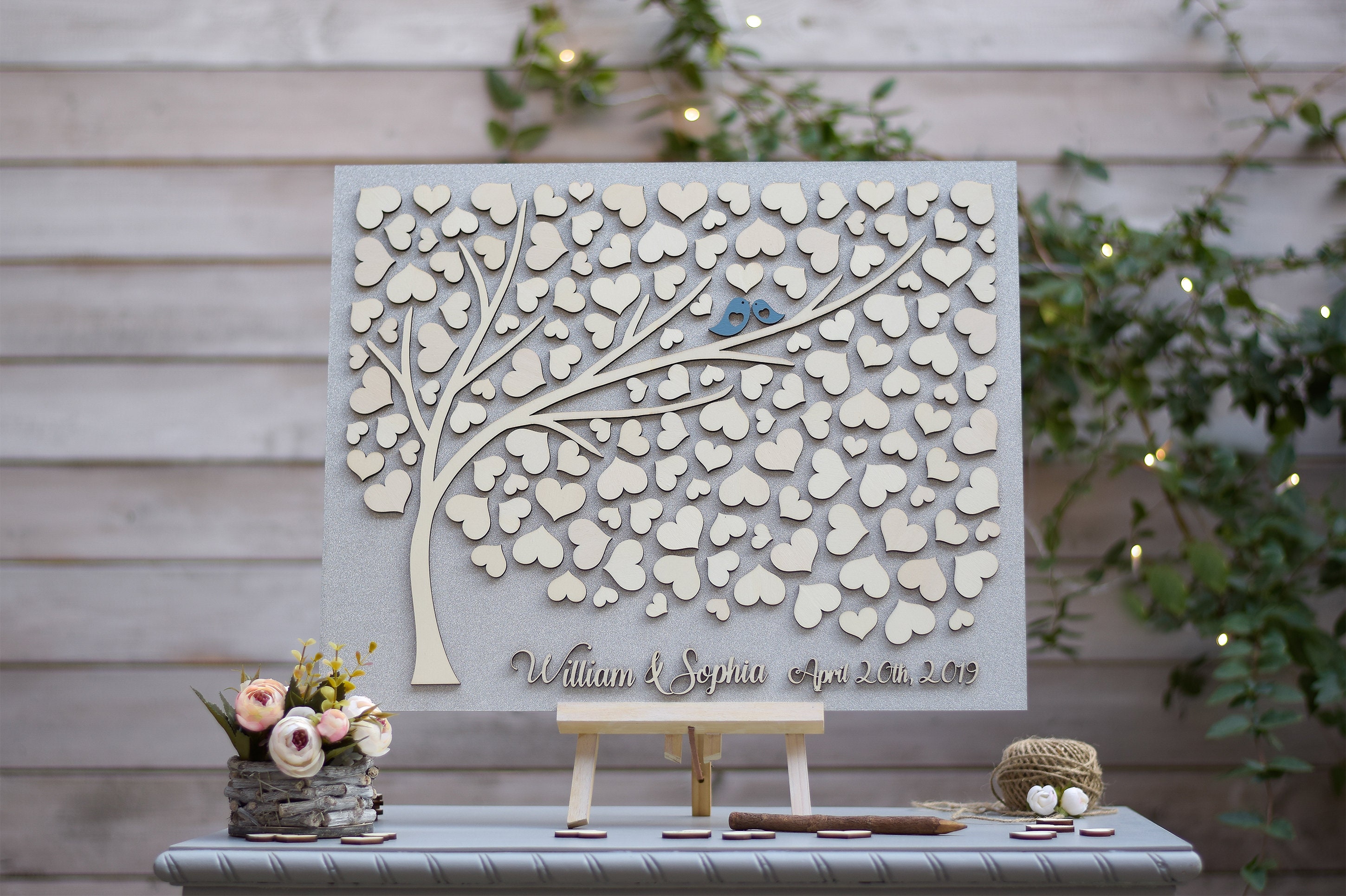 Custom Guest Book, 3D Guest Book, Glitter Guestbook, Silver Wedding ...