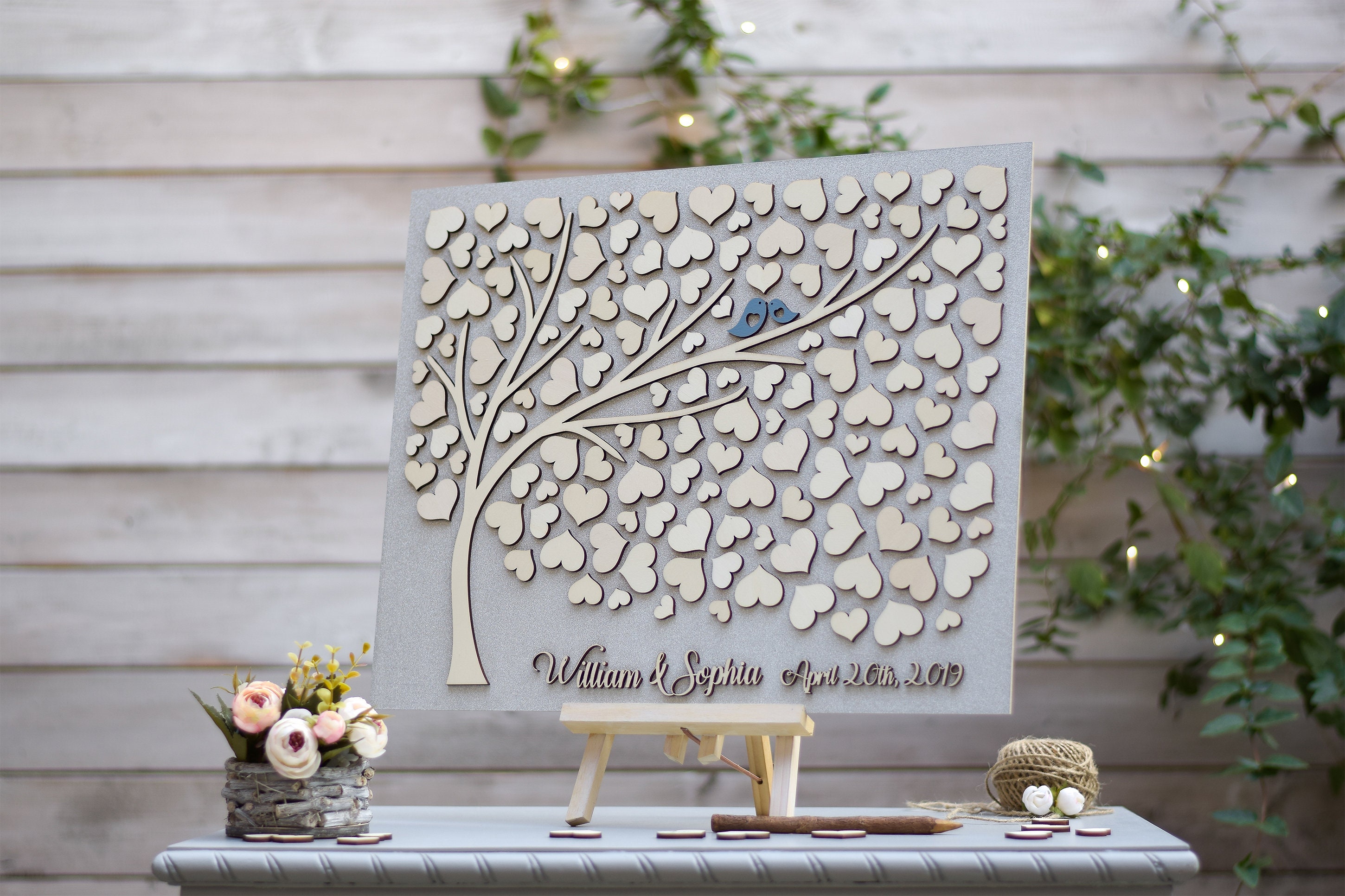 Custom Guest Book, 3D Guest Book, Glitter Guestbook, Silver Wedding ...