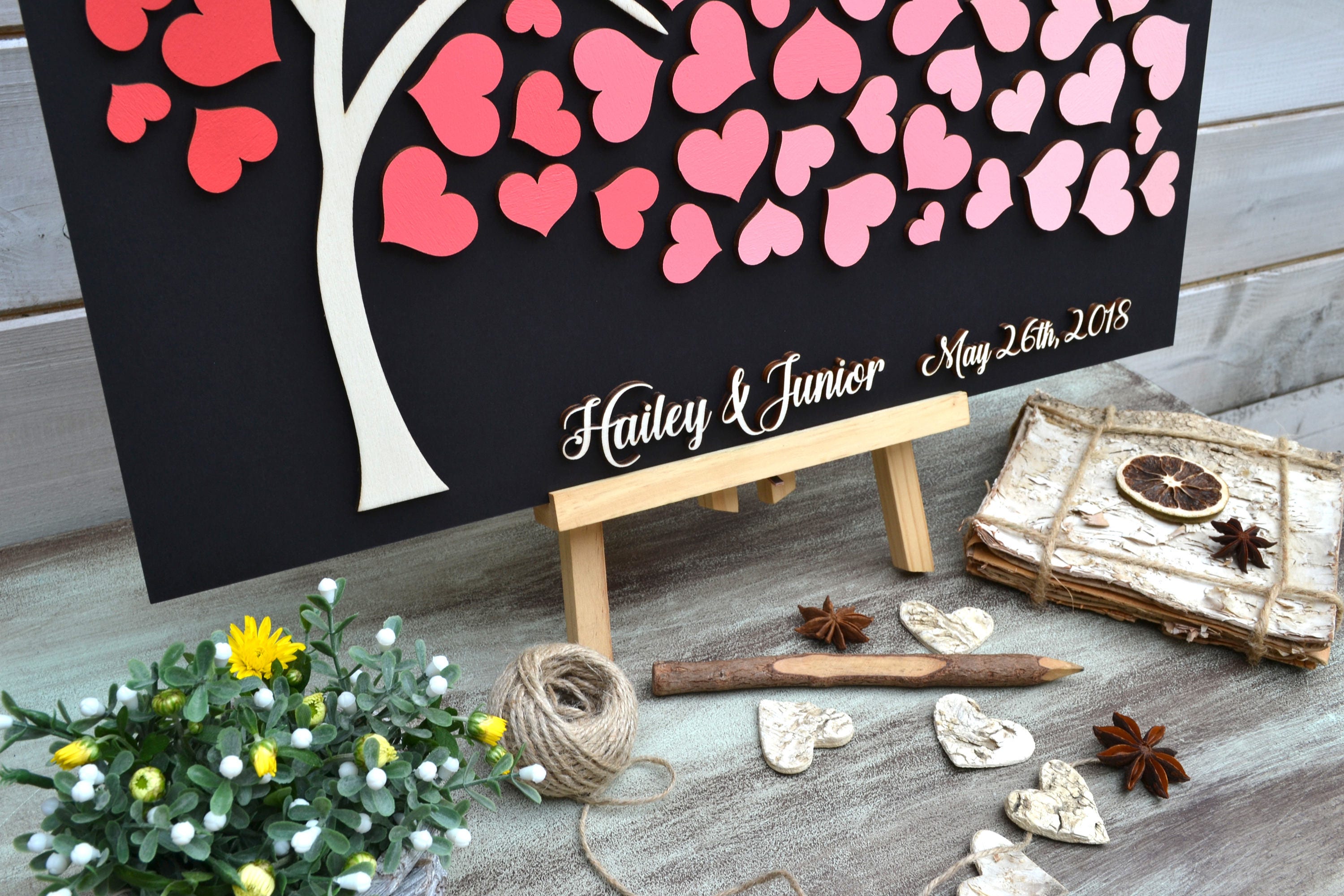 Custom guest book 3D Guest book Unique guest book Wooden | Etsy