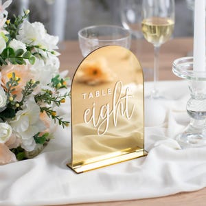 Gold Mirror Table Numbers - Arched Table Numbers - Modern Acrylic Table ...