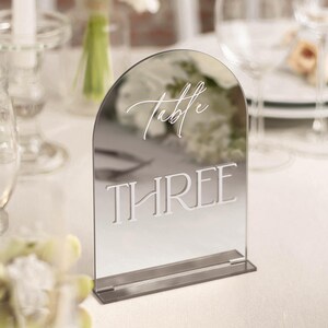 Silver Mirror Table Numbers - Arched Table Numbers - Modern Acrylic ...
