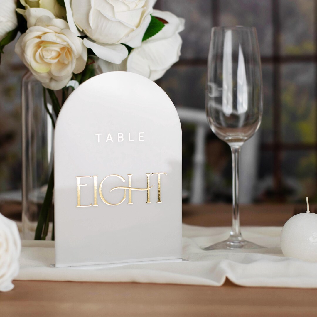 Shiny White and Gold Table Numbers - Elegant Table Numbers - Modern ...