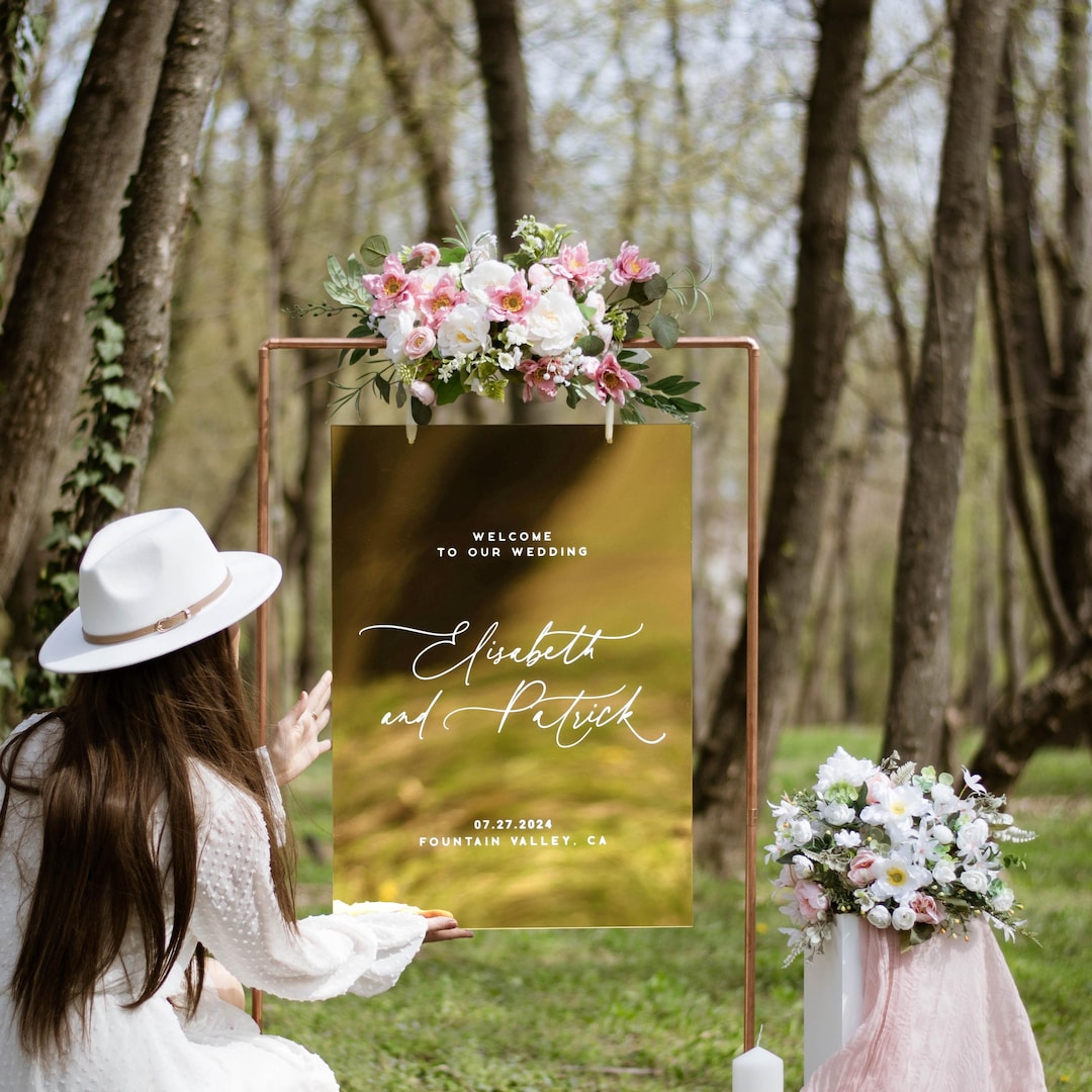 Gold Mirror Wedding Welcome Sign - Welcome to the Wedding - Modern ...